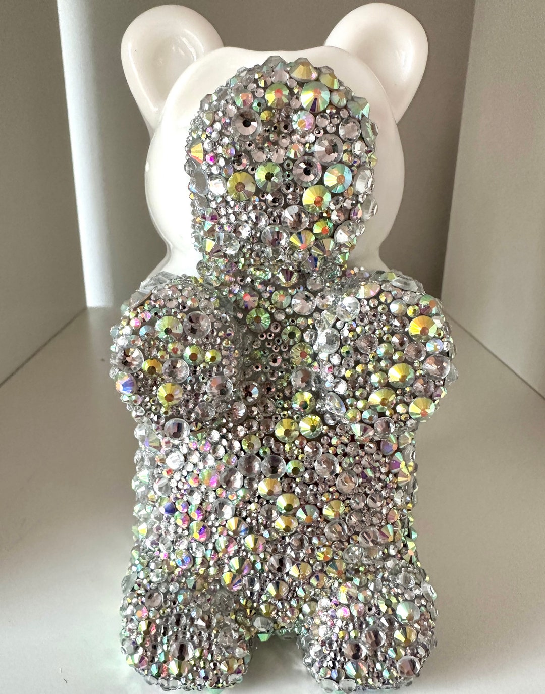 Giant Resin Gummy Bear Statue- Clear & Iridescent Bling, White Base - Etsy