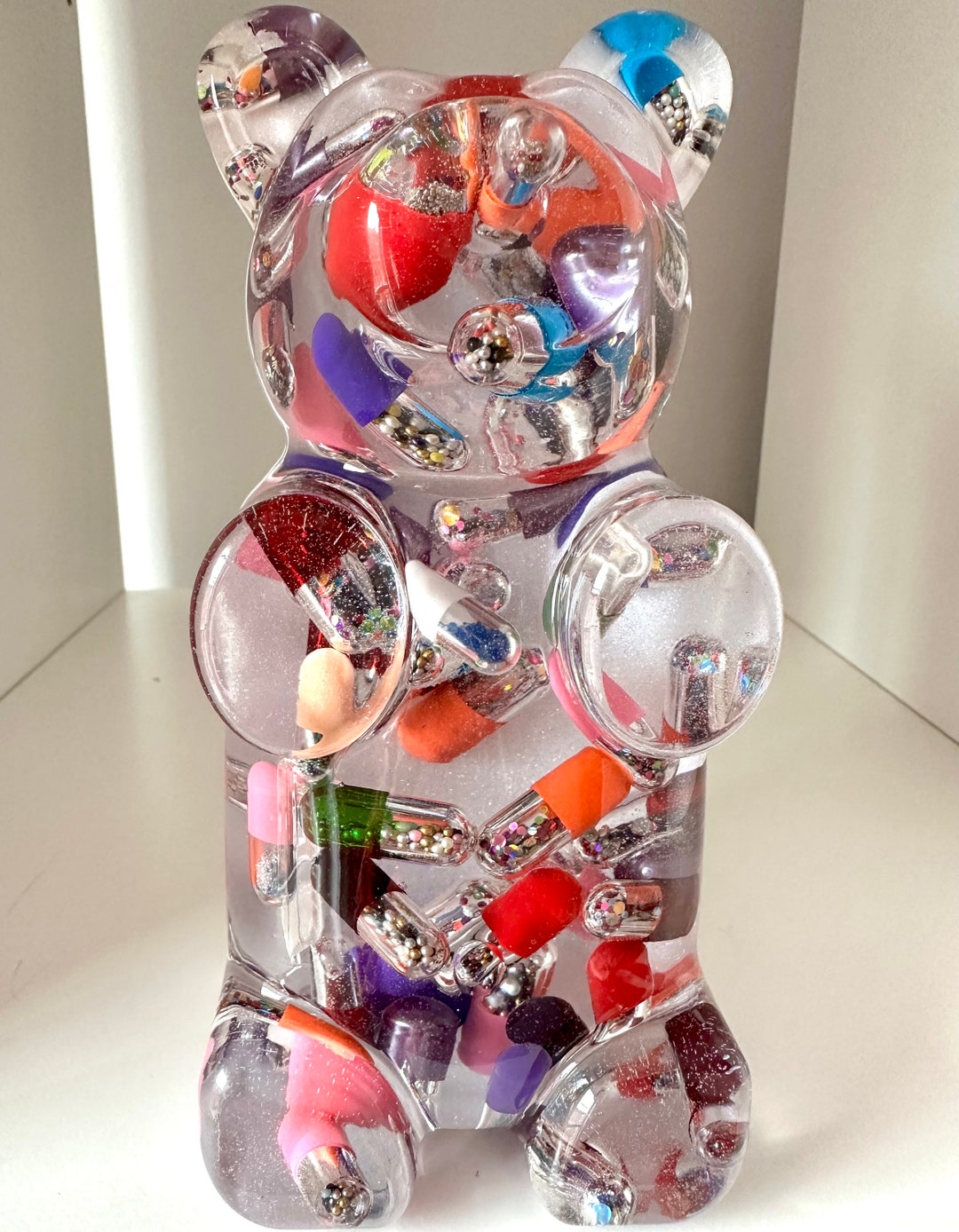 Giant Resin Gummy Bear Statue- Multicolor Bead/glitter Filled Pill ...
