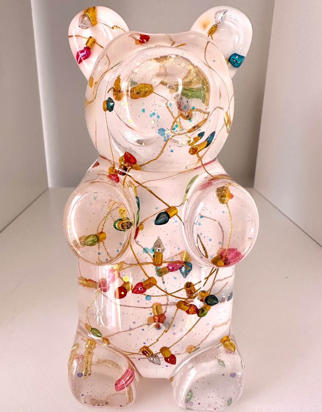 Giant Resin Gummy Bear Statue Rainbow Christmas Lights, Iridescent ...