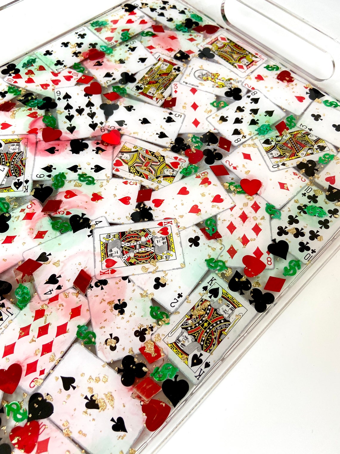 Clear Acrylic/resin Tray Playing Cards Confetti& Gold - Etsy