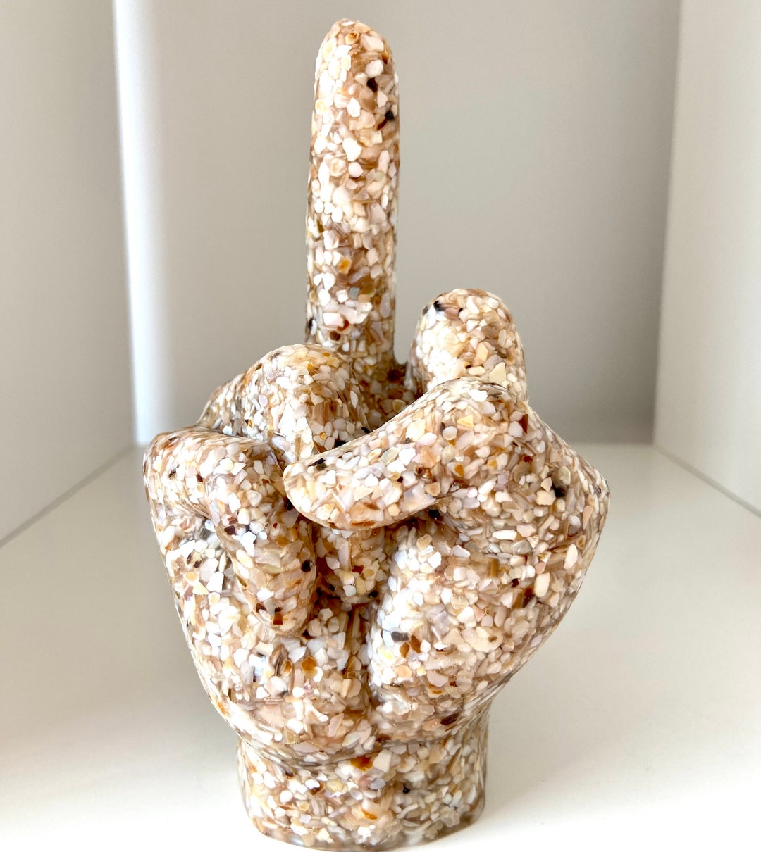 Resin Middle Finger Statue- Crushed Seashells - Etsy