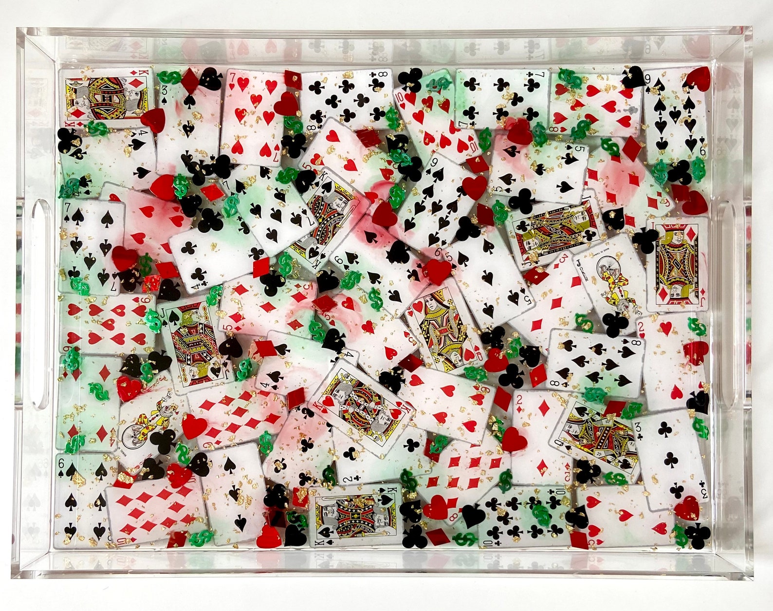 Clear Acrylic/resin Tray Playing Cards Confetti& Gold - Etsy