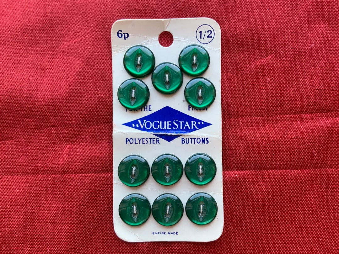 Set of 11 Vintage Green Vogue Star Buttons on Original Card - Etsy