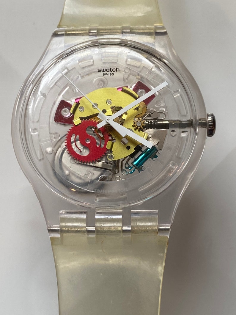 Swatch Watch Random Ghost SUOK111 skeleton clear see thru Rare | Etsy