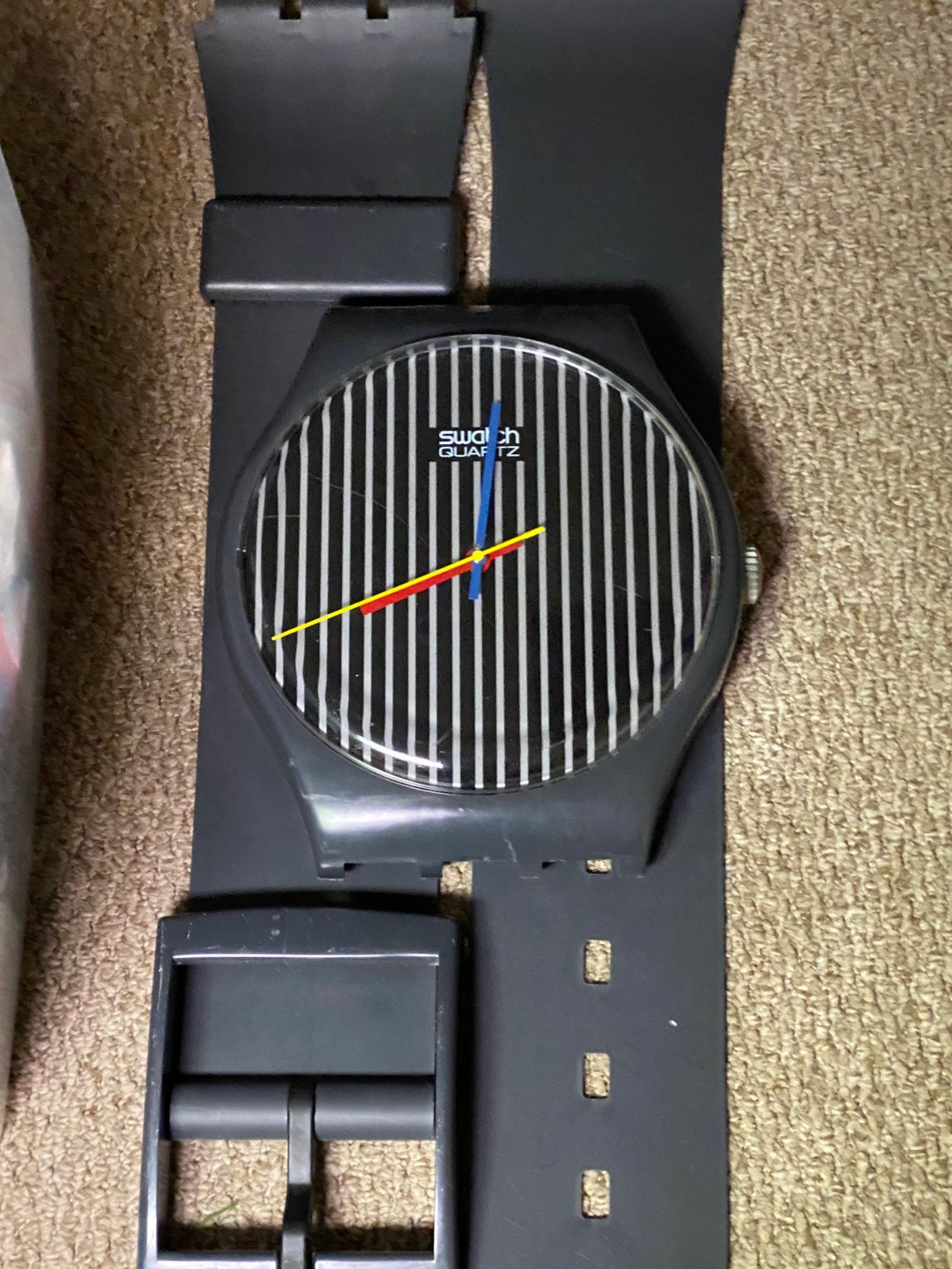 Swatch Maxi Wall Clock Vintage 1985 PINSTRIPE-MGA102 Black 7 - Etsy