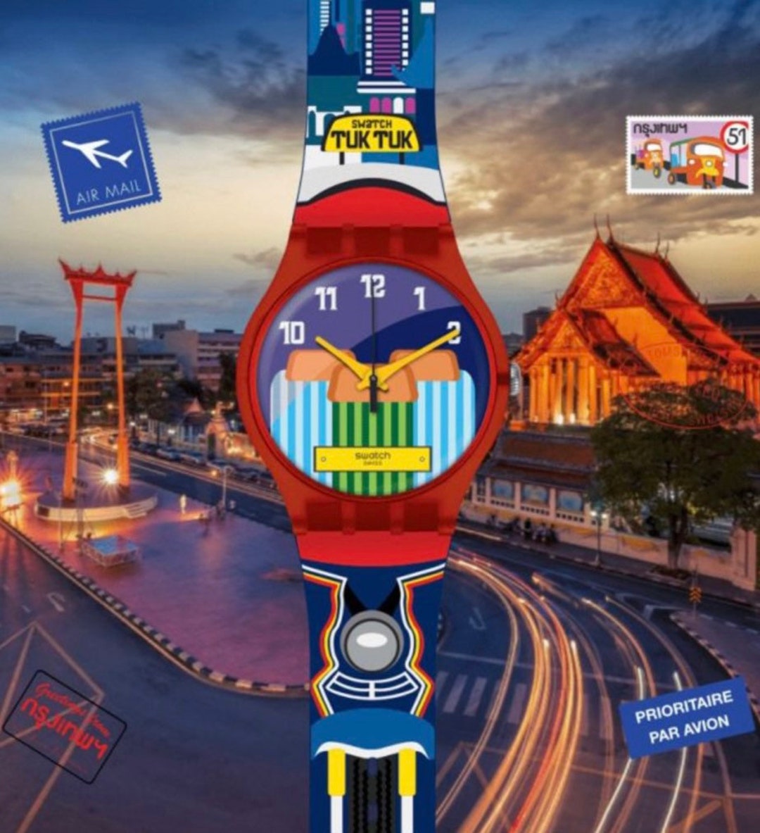 New Swatch Watch Greetings Destination Bangkok SUOZ284 SAM LOR Special ...