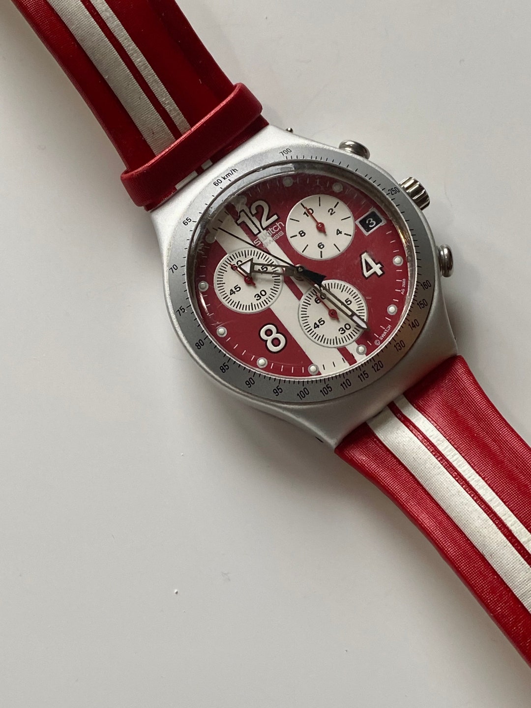 New Vintage Swatch Irony Chrono RED BATCH YCS4026 Red White - Etsy