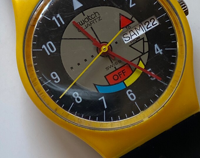 Vintage Swatch Watch Yamaha Racer 1985 GJ700 French Rare Variant ...