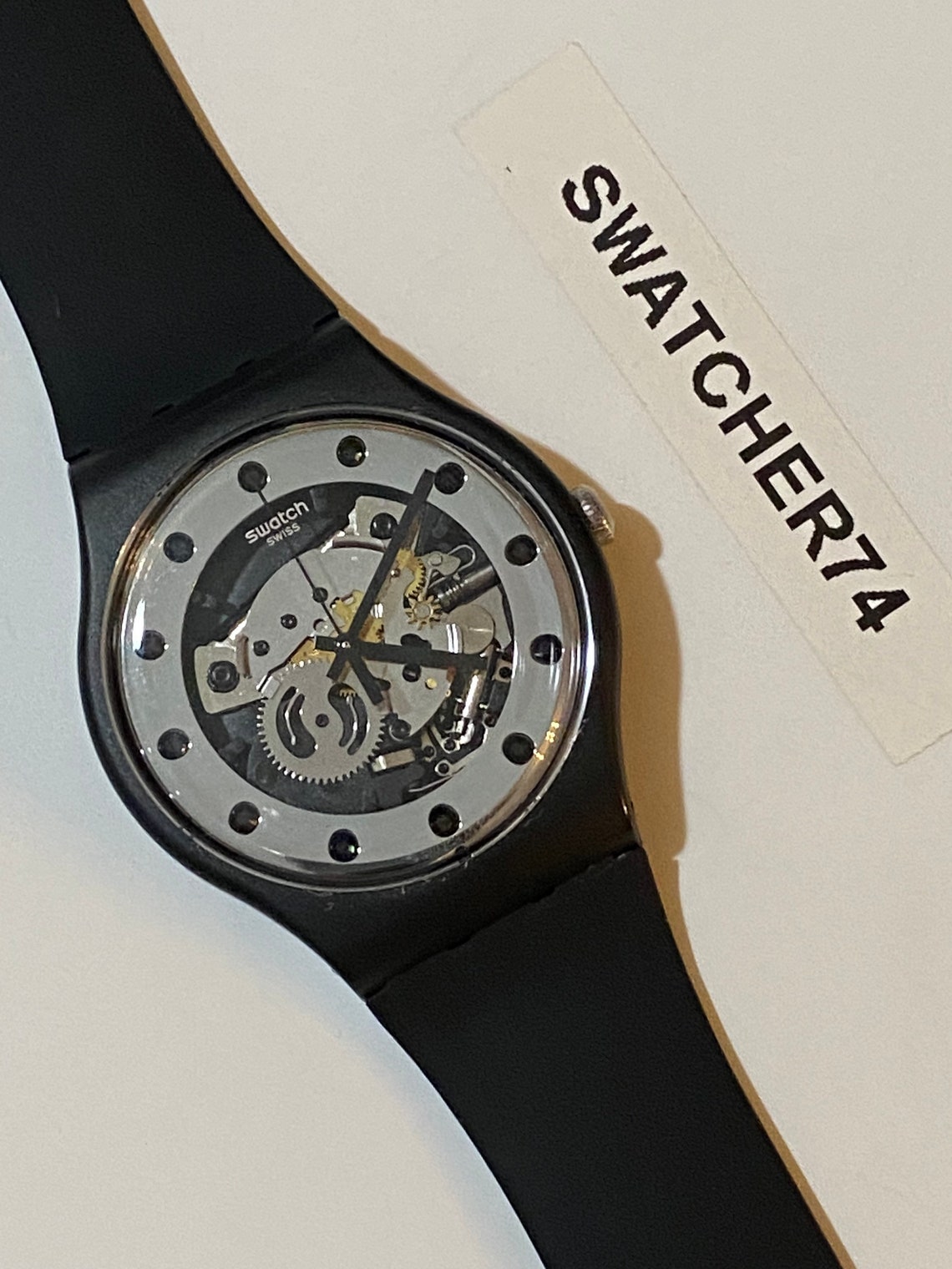 New Swatch Watch Silver Glam in Box Lacquered Skeleton Gears - Etsy
