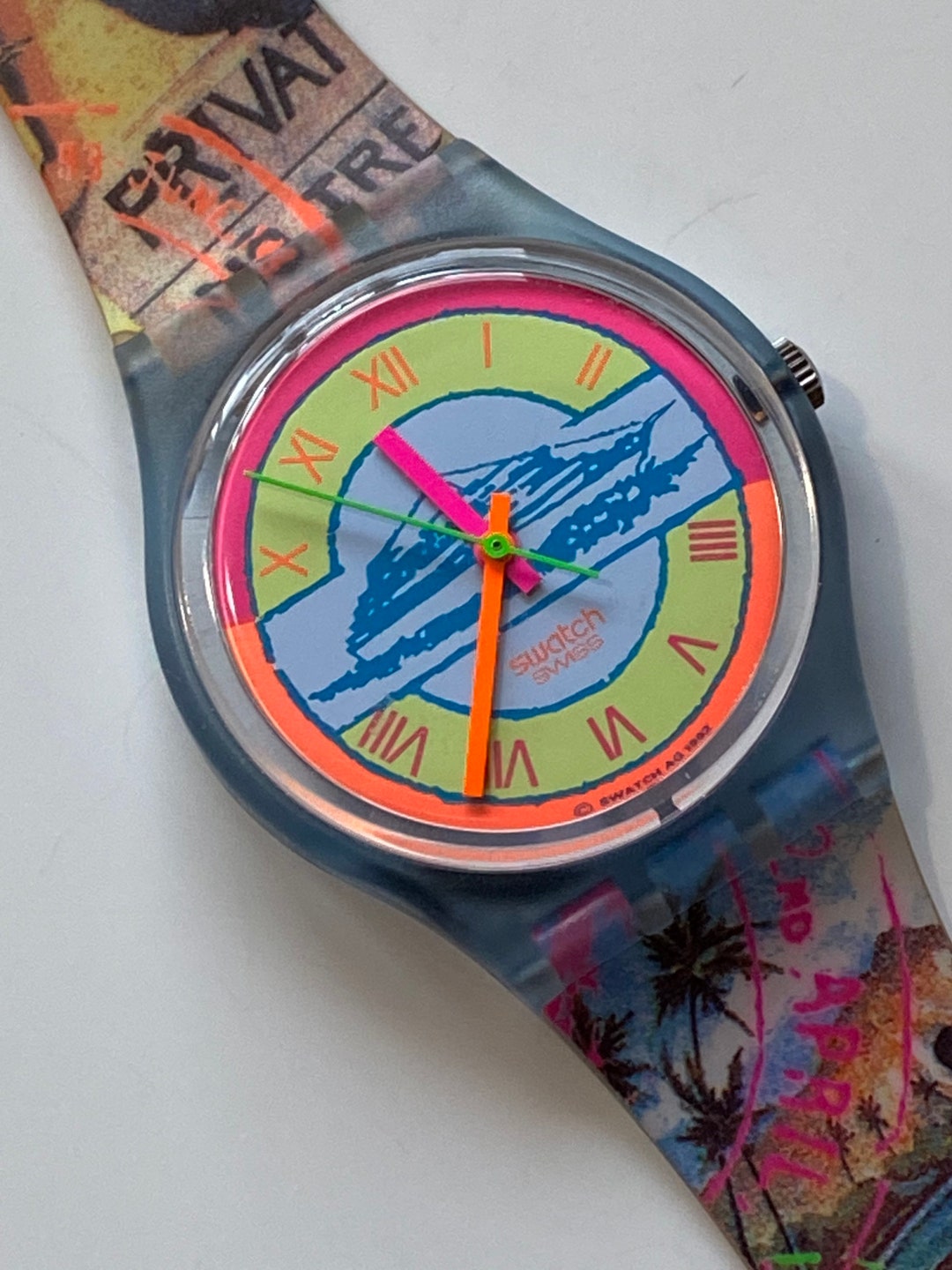 New Vintage 1993 Swatch Watch POSTCARD Neon GN127 Unworn - Etsy