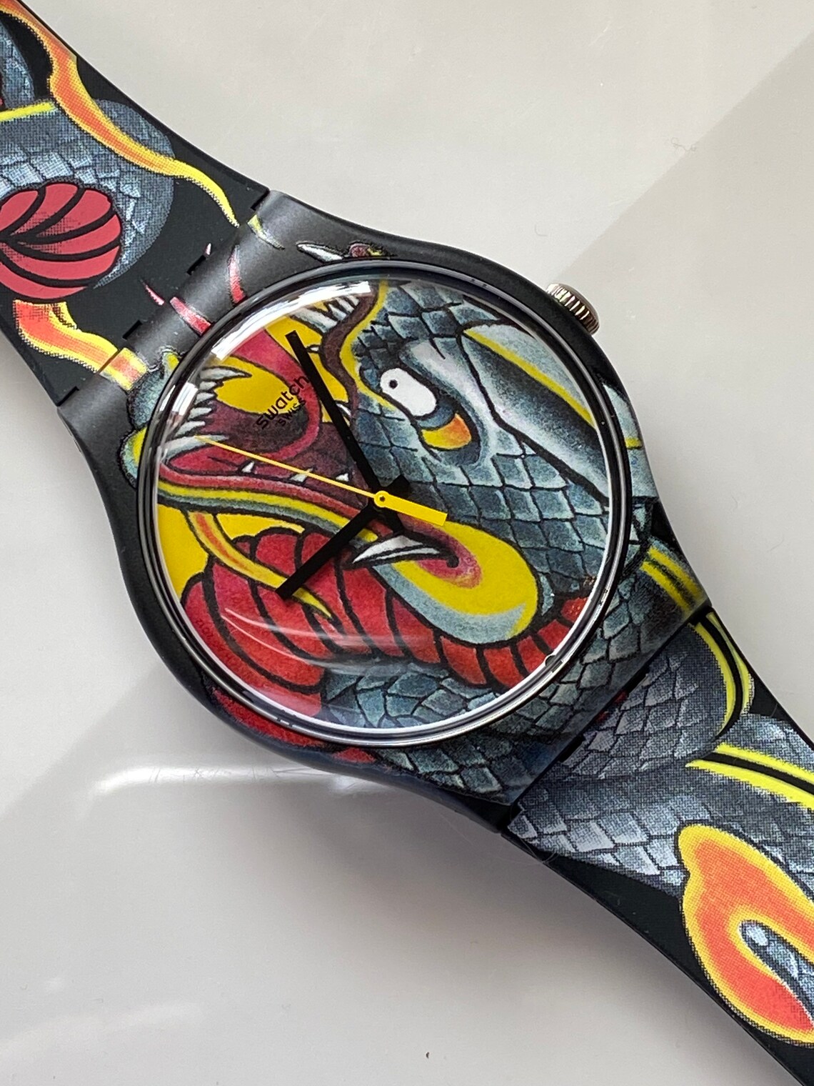 New Swatch Watch FIRED SNAKE Tattoo Artist Tin Tin SUOZ151 - Etsy
