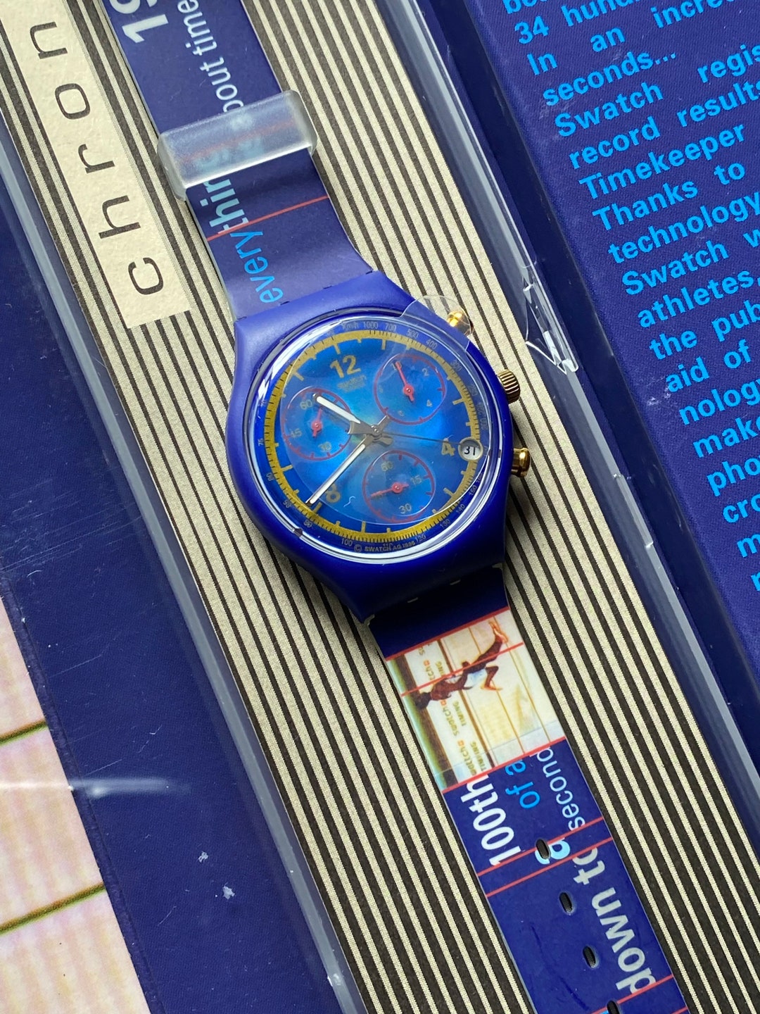 New 1996 Vintage Swatch Watch Olympic Special GOLDEN MEDAL Michael ...