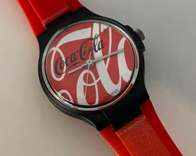 New Vintage Swatch Watch Coca Cola Trademark Red Black - Etsy