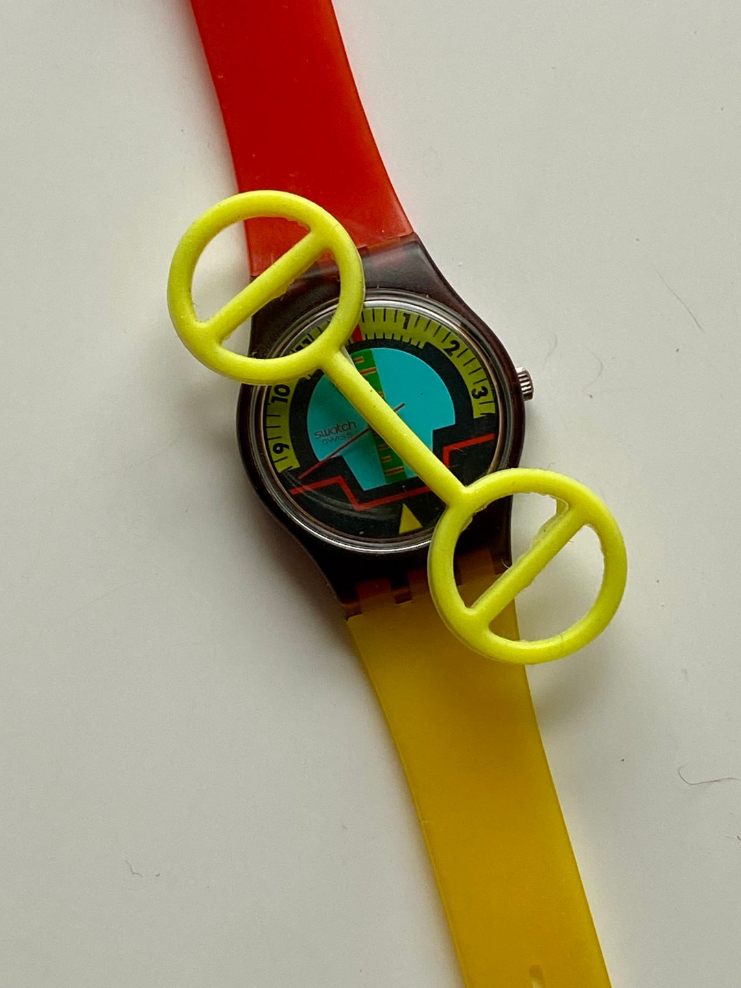Swatch Watch Vintage Guard Unique Bright Yellow Horus 80s Fits Standard ...