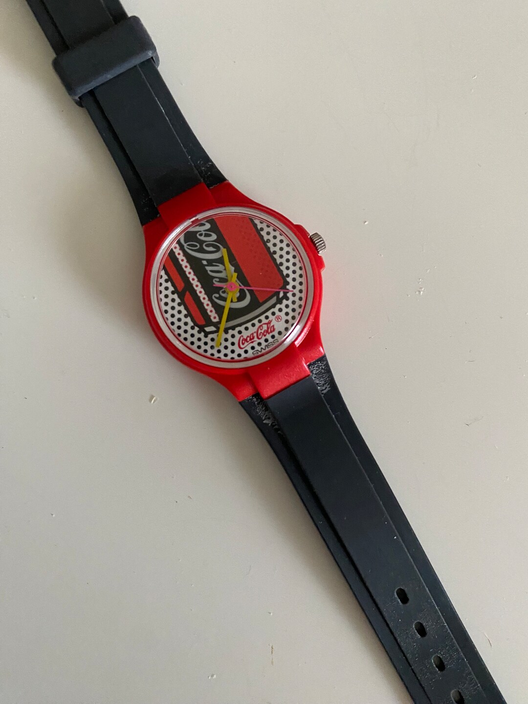 New Vintage Swatch Watch Coca Cola Dotted Can Manufactured by ETA Small ...