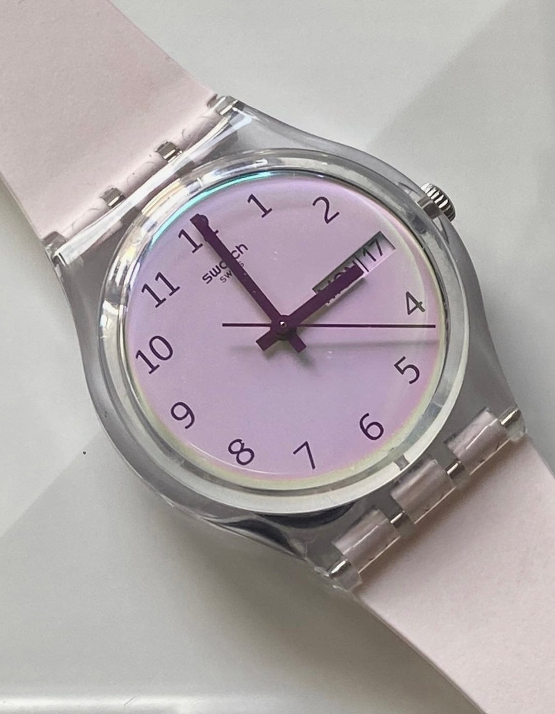 New Swatch Watch ULTRAROSE Mint Iridescent Shimmering Gorgeous Silicone ...