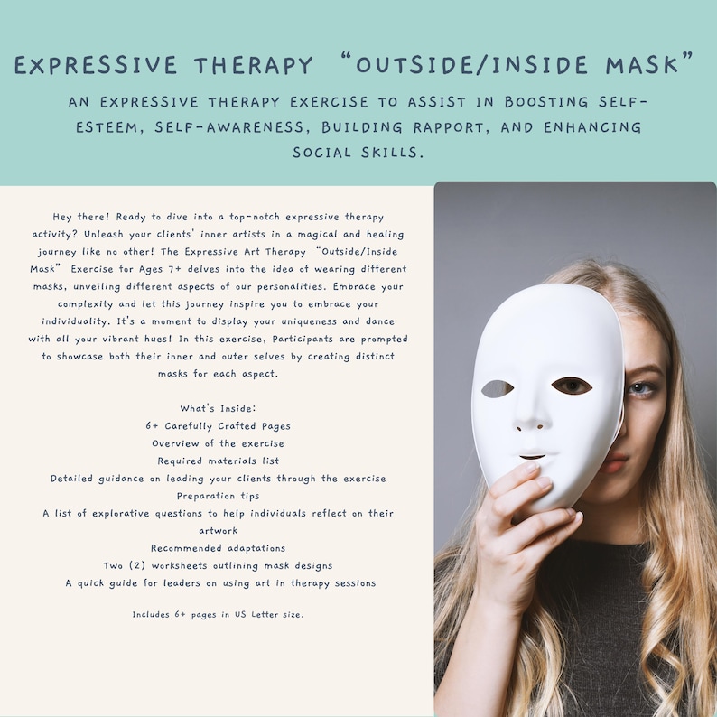 Expressive Therapy “outside/inside Mask” Exercise Ages 7+, Mental ...