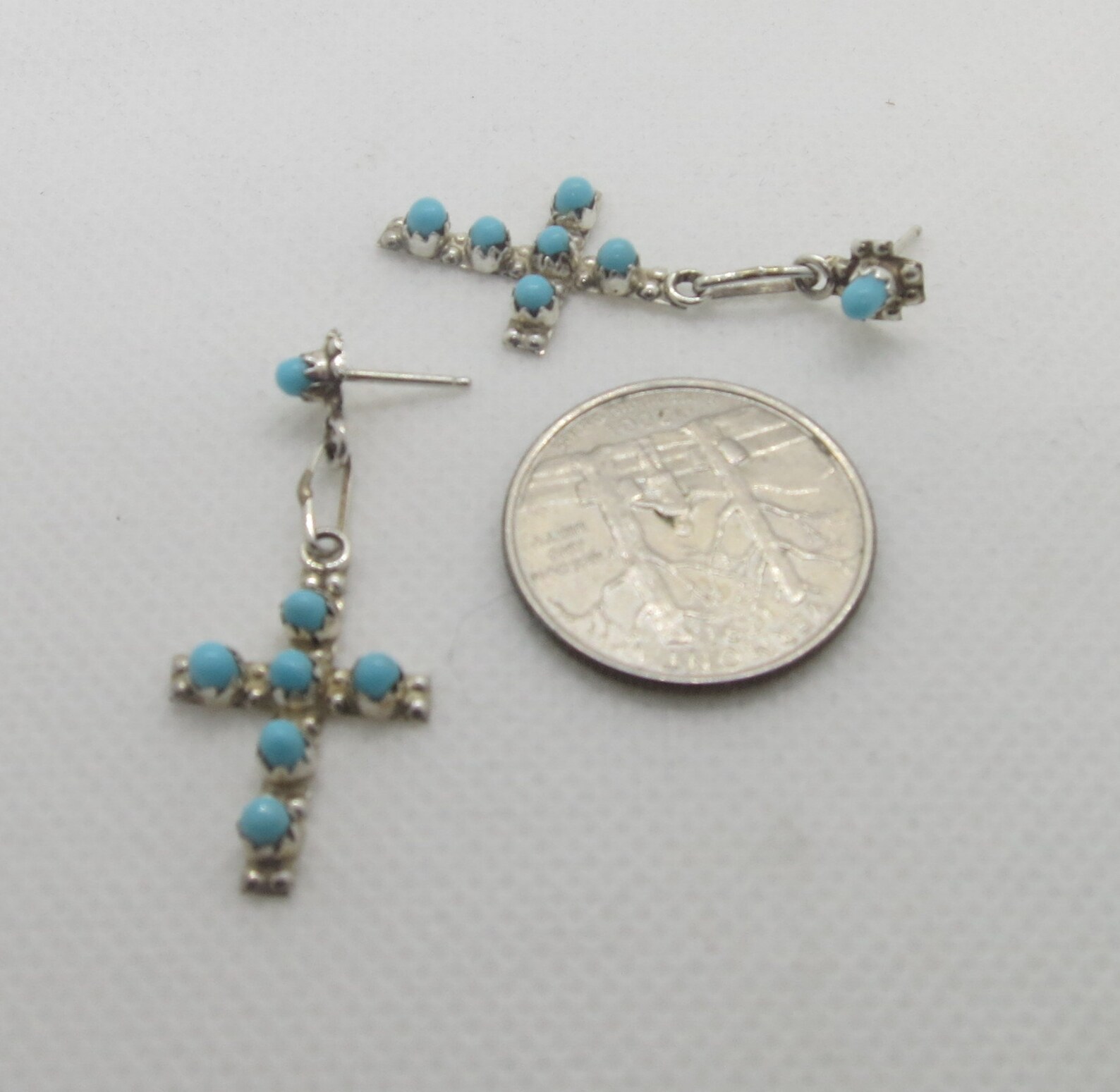 Delicate Native American Sterling Silver Cross Turquoise - Etsy