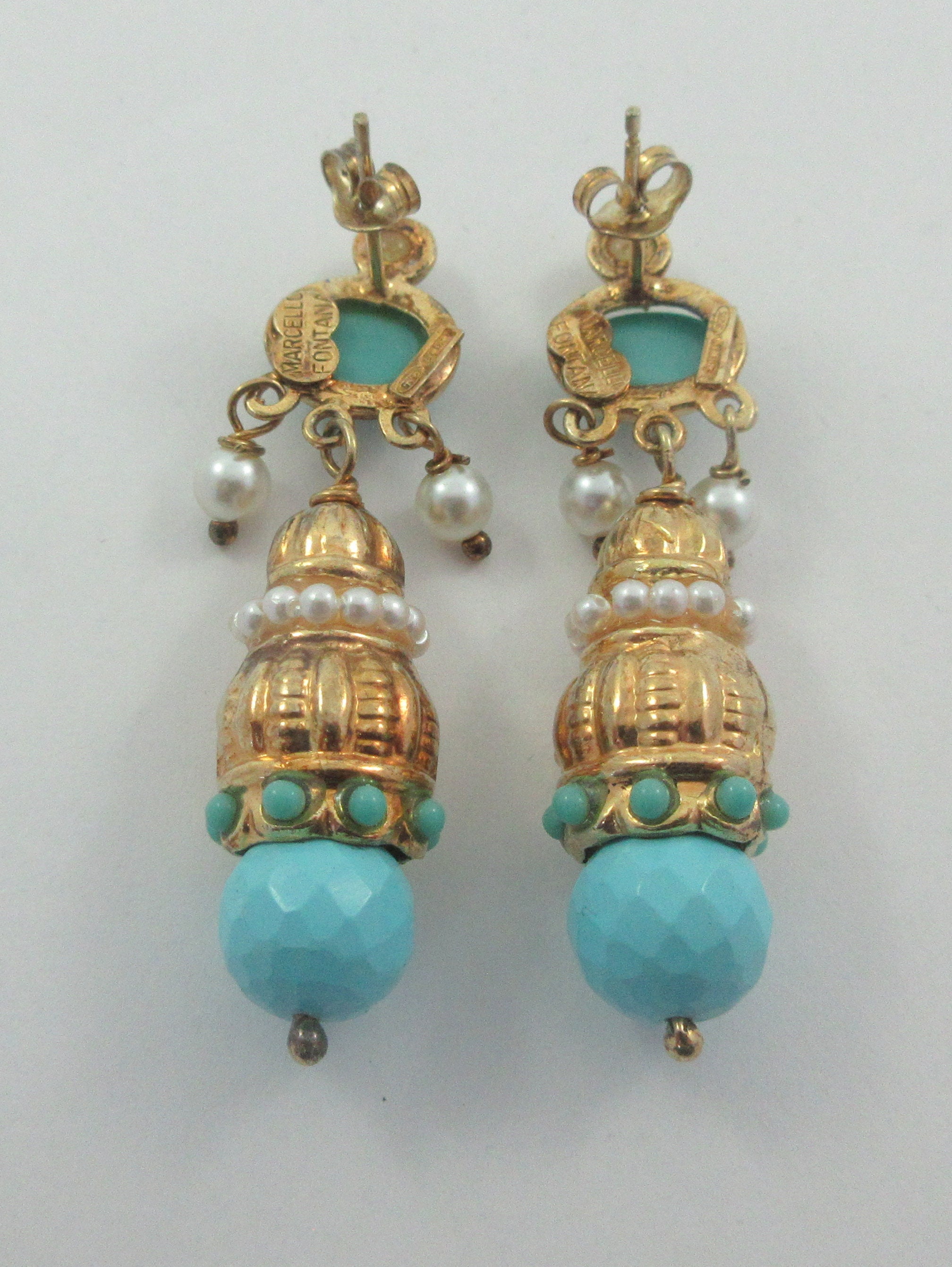 Statement Marcello Fontana Gold Over Sterling Silver Blue Glass Faux ...