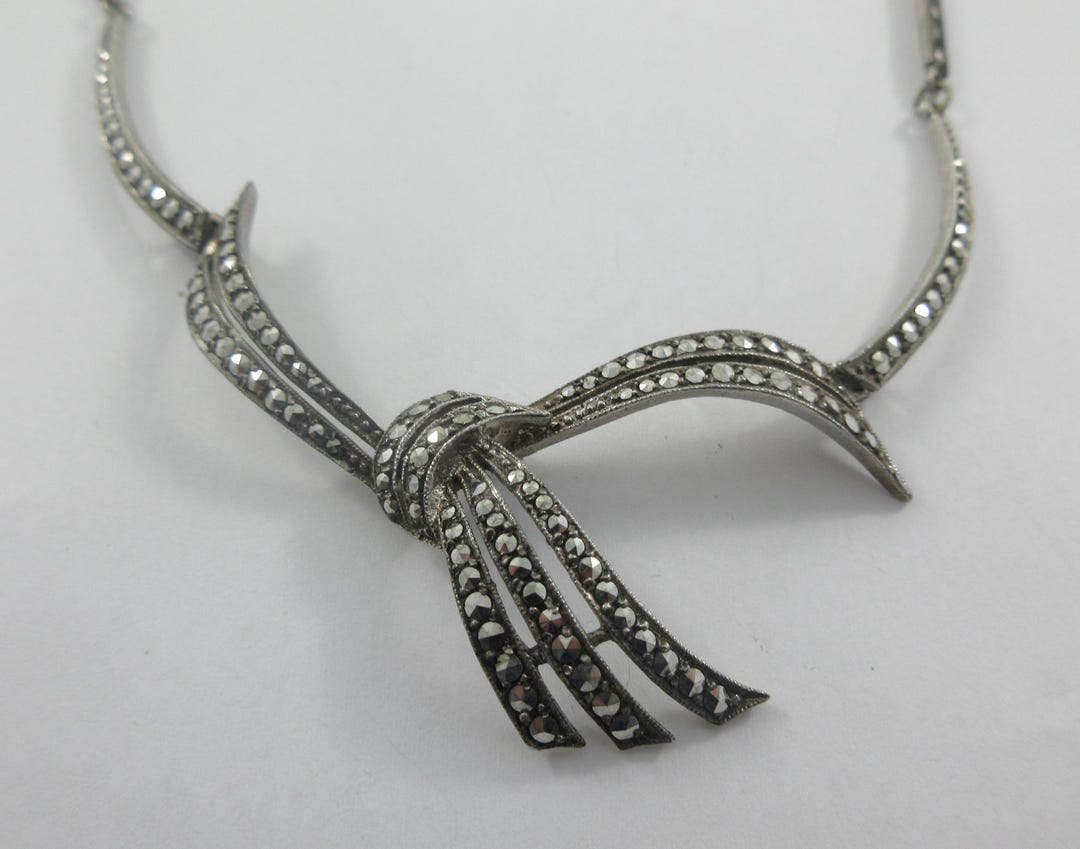 Art Deco Sterling Silver Marcasite Articulated Choker Necklace - Etsy