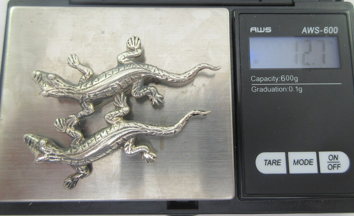 Detailed Sterling Silver Two Lizards Brooch - Etsy