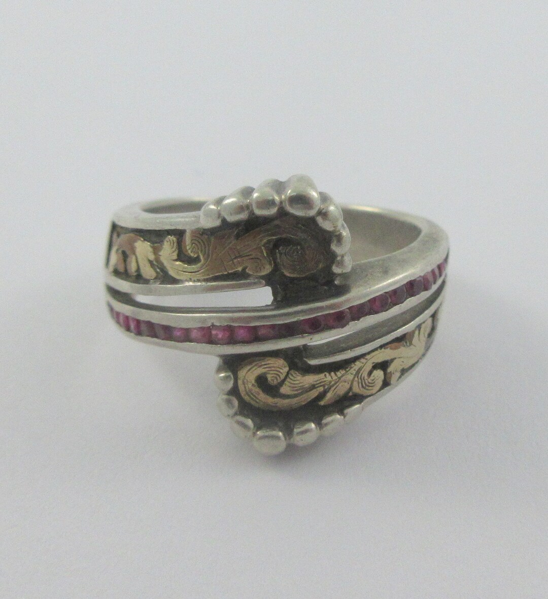 Bob Berg Sterling Silver 10K Gold Rubies Ring- Size 8.5 - Etsy