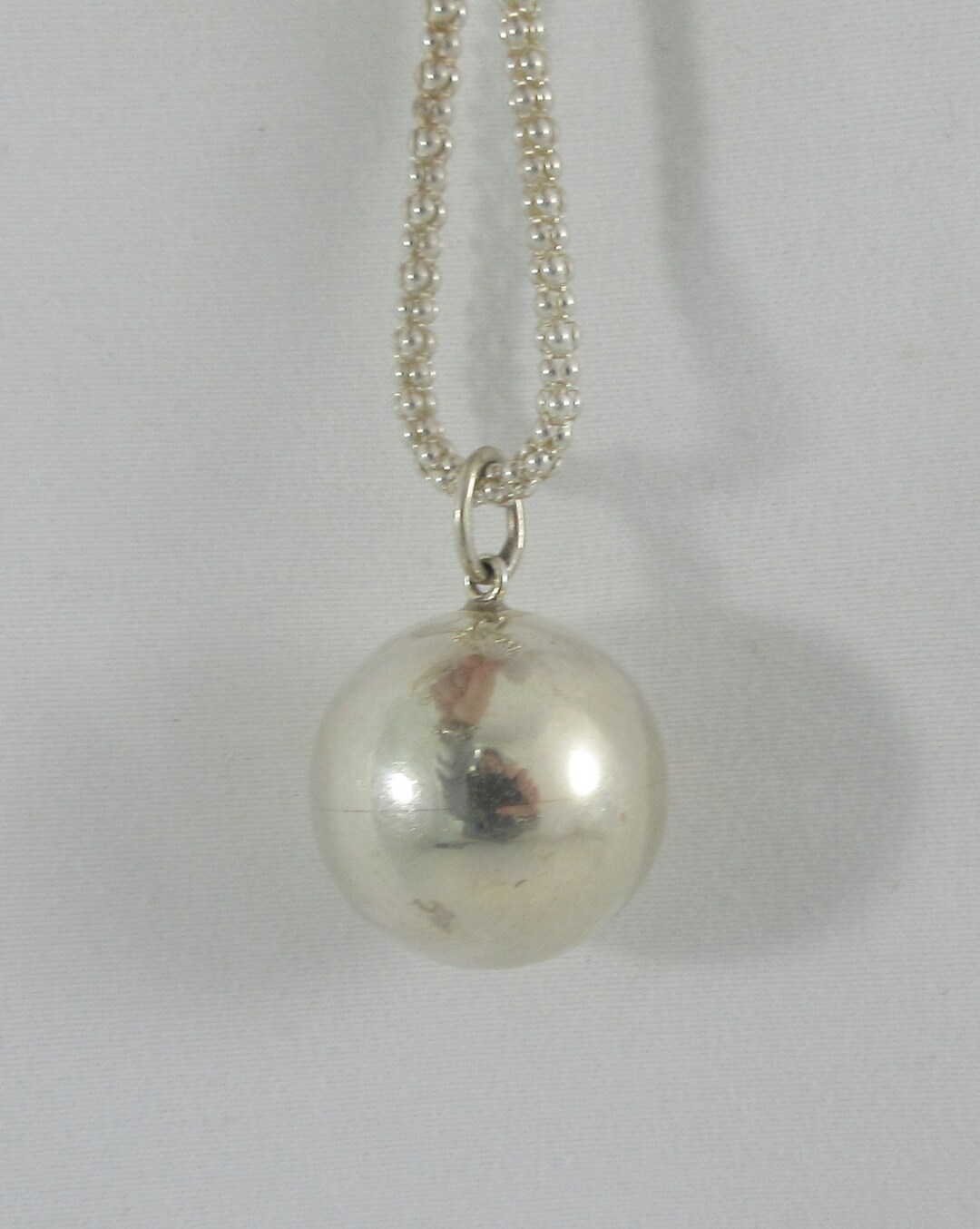 Simple Sterling Silver Ball Chime Pendant W. Sterling Chain - Etsy