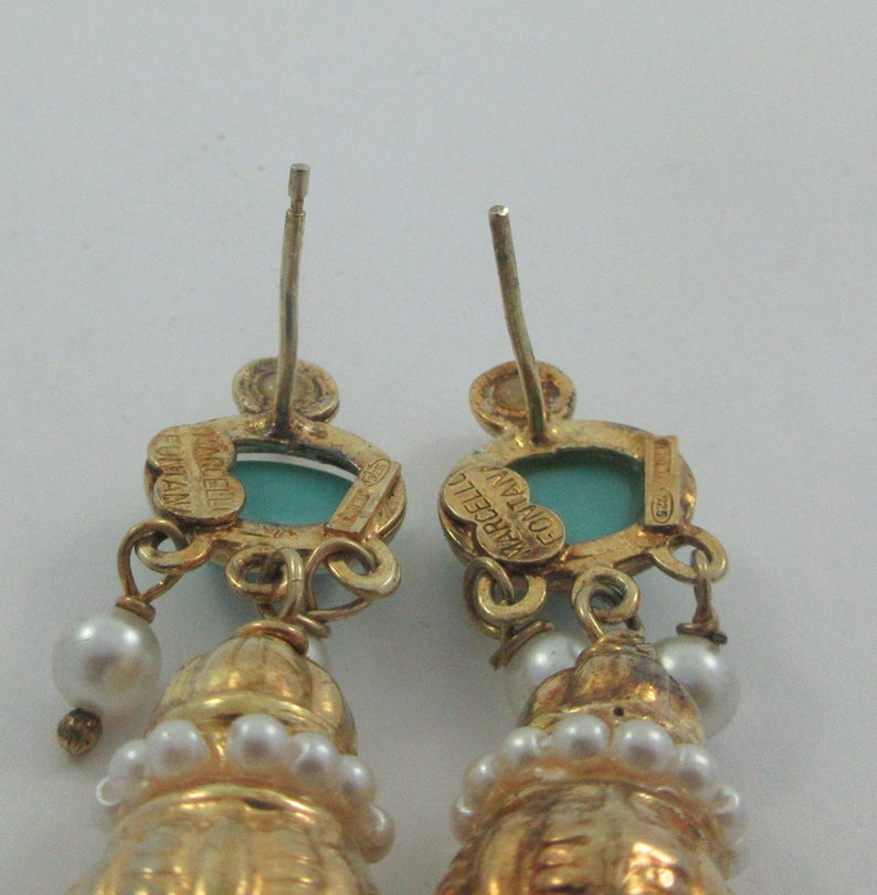 Statement Marcello Fontana Gold Over Sterling Silver Blue Glass Faux ...
