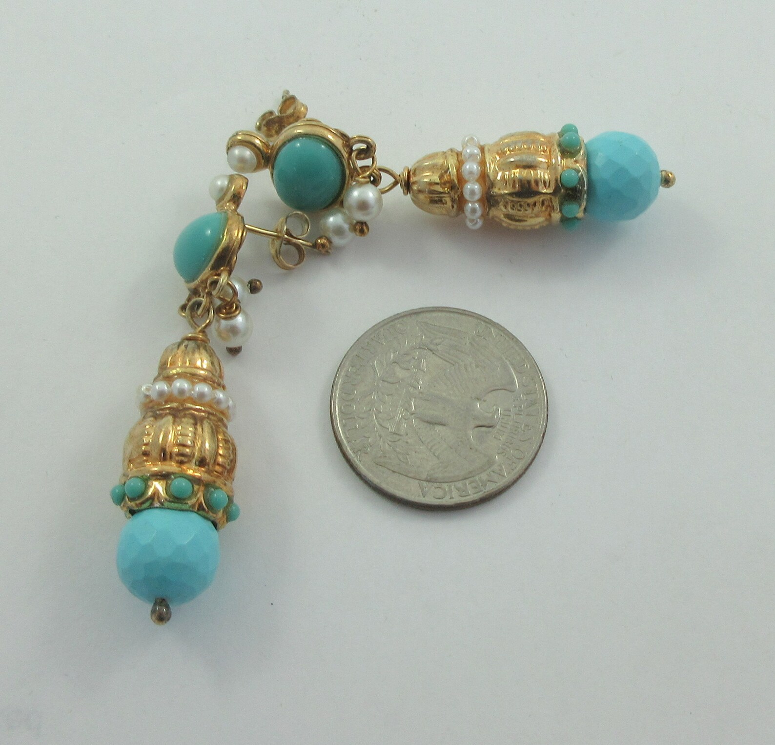 Statement Marcello Fontana Gold Over Sterling Silver Blue Glass Faux ...