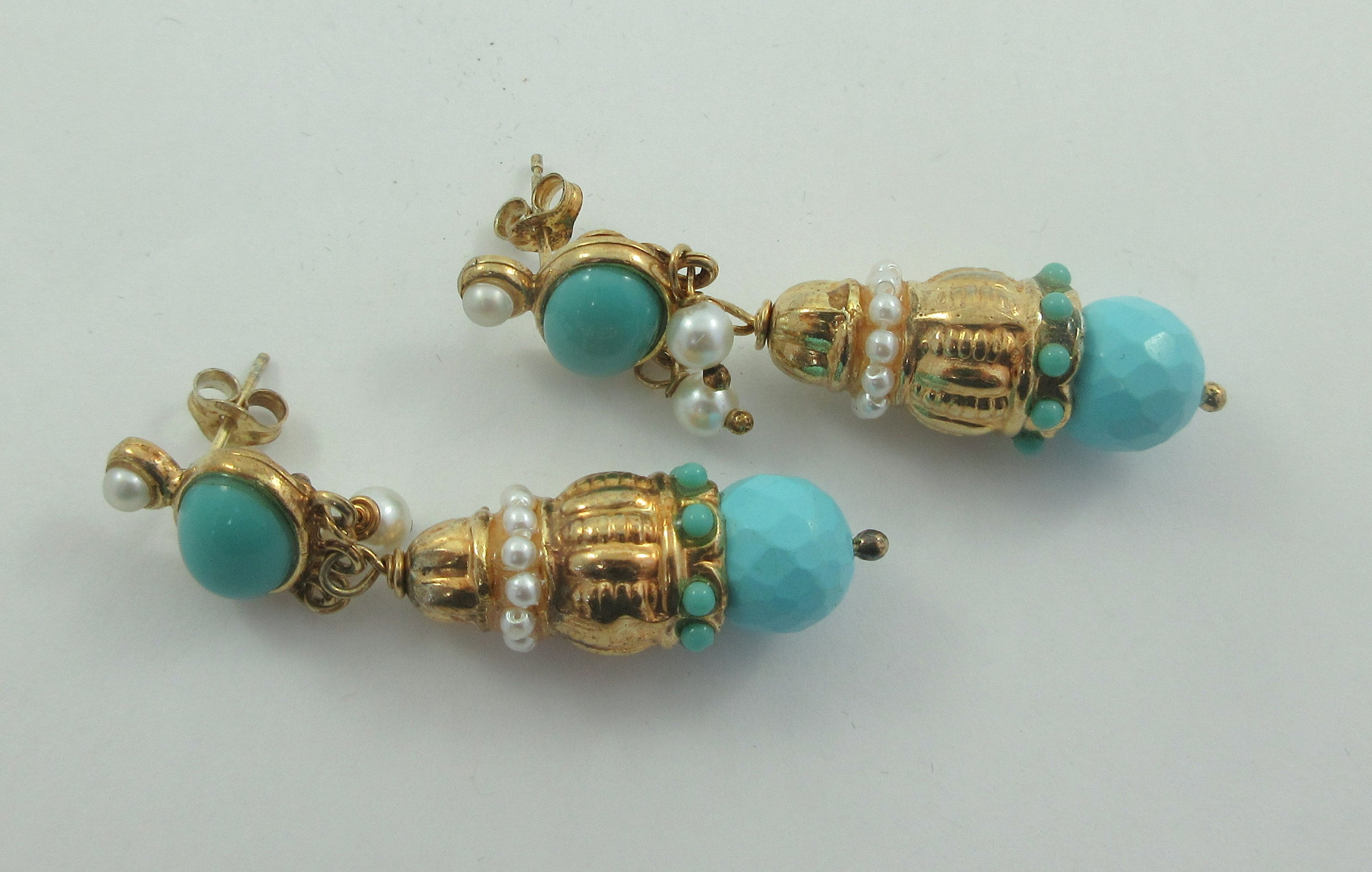 Statement Marcello Fontana Gold Over Sterling Silver Blue Glass Faux ...
