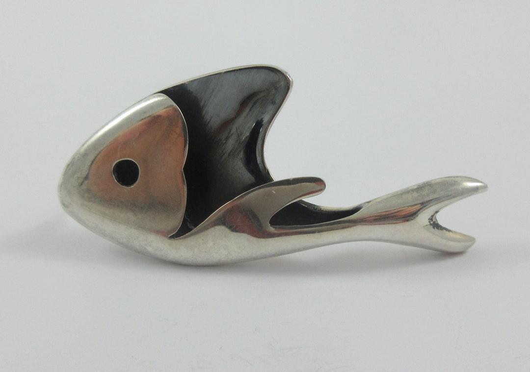 Signed Sigi Pineda Modernist Sterling Silver Stylized Fish Brooch - Etsy
