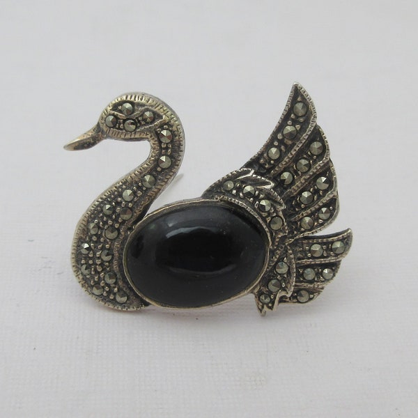 Swan Marcasite Pin - Etsy