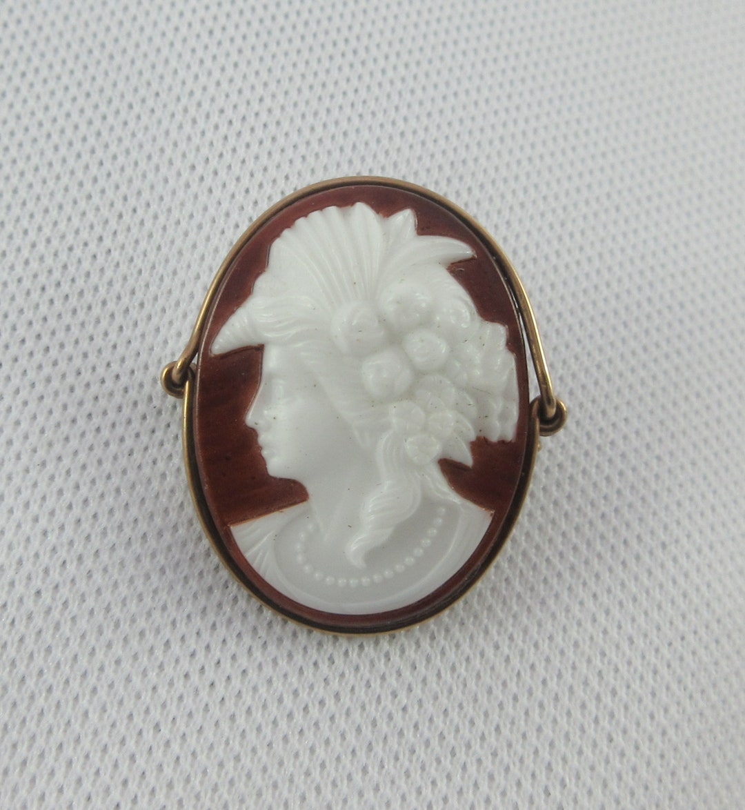 Gold Filled Czech Brown Glass Cameo Brooch - Etsy