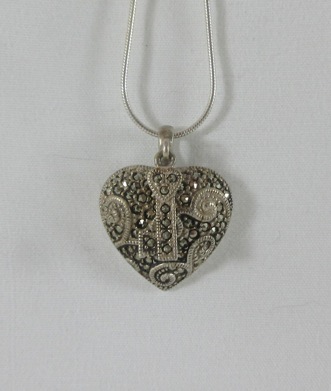 Judith Jack Sterling Silver Marcasite Heart Lock Key Pendant W ...