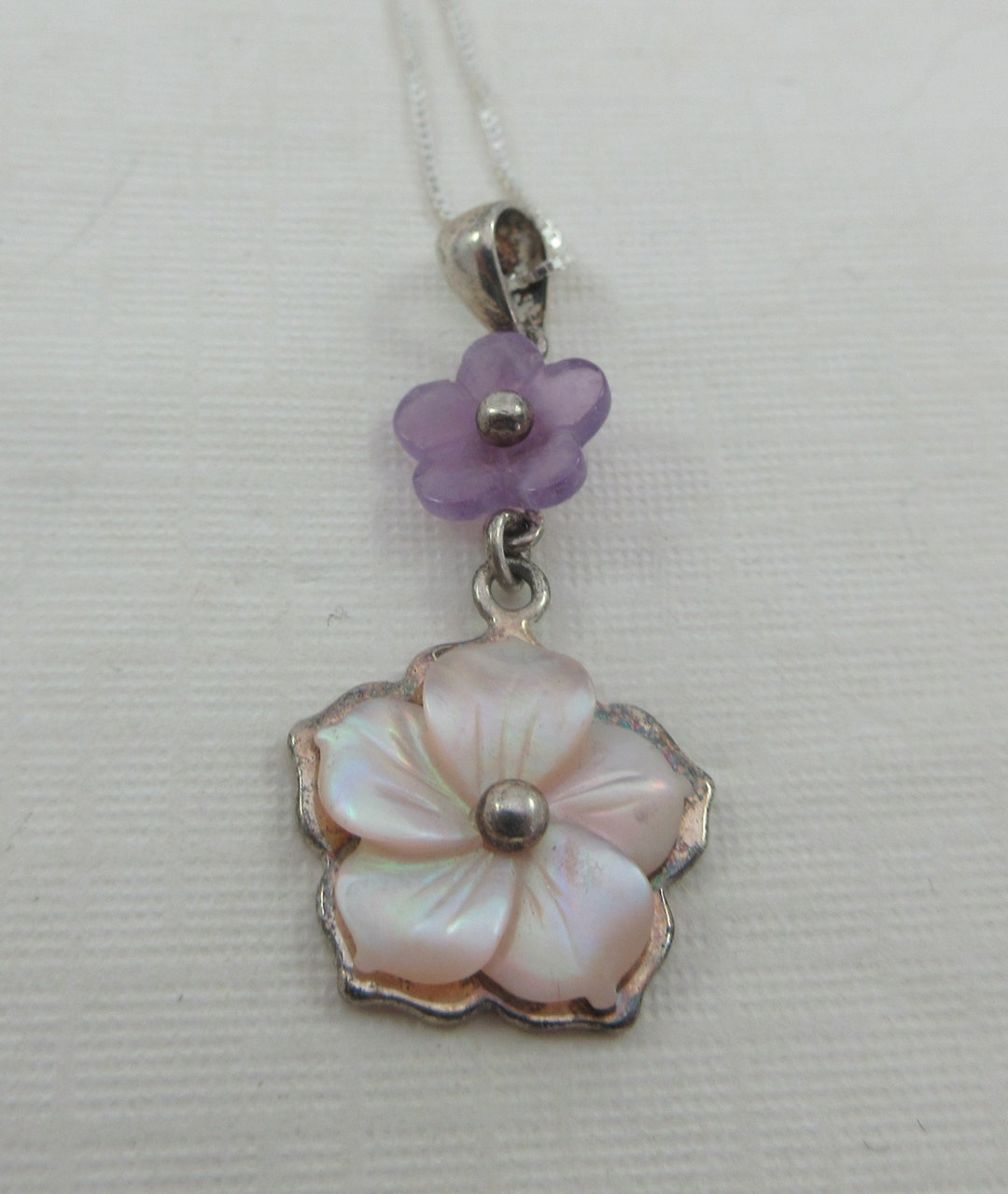 Whitney Kelly Sterling Silver Floral Amethyst Abalone Pendant - Etsy