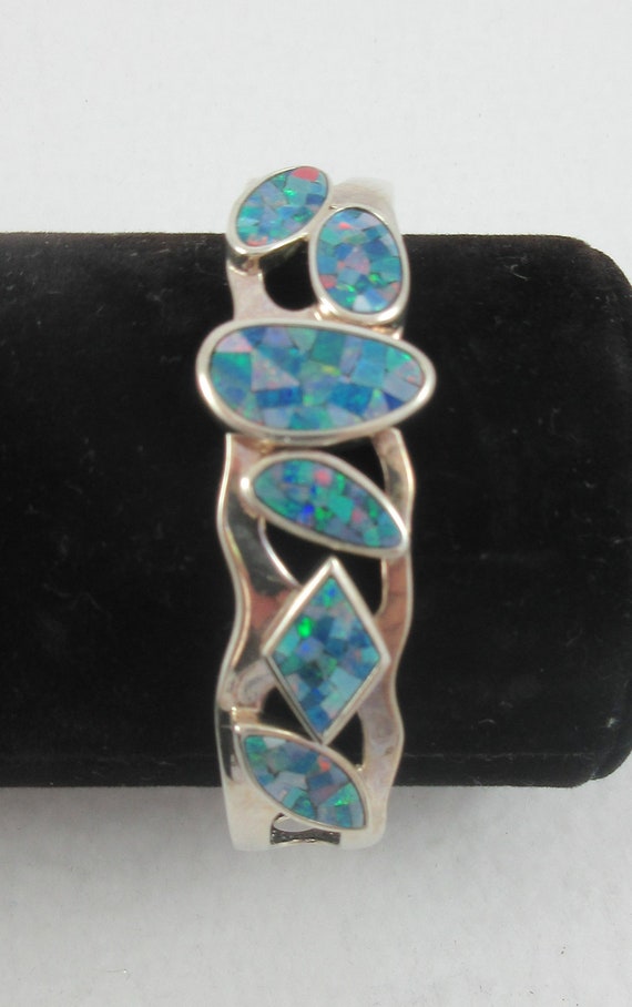 Whitney Kelly Sterling Silver Blue Mosaic Opal Cuff B… - Gem
