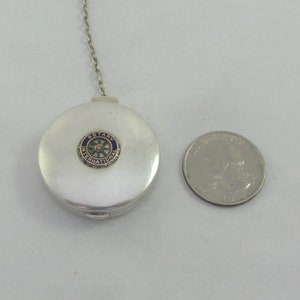 Rotary International Sterling Silver Mirror Compact / Enamel Pill Box ...