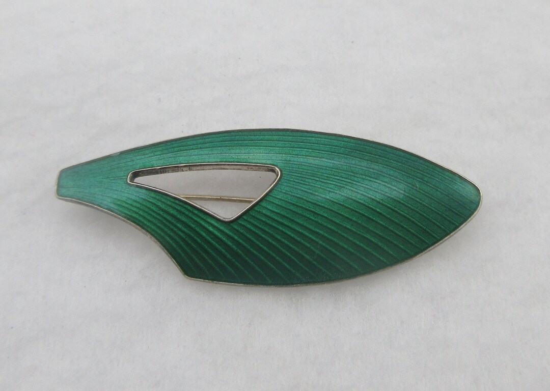 Denmark VB Volner Bahner Modernist Sterling Silver Green Enamel Open ...