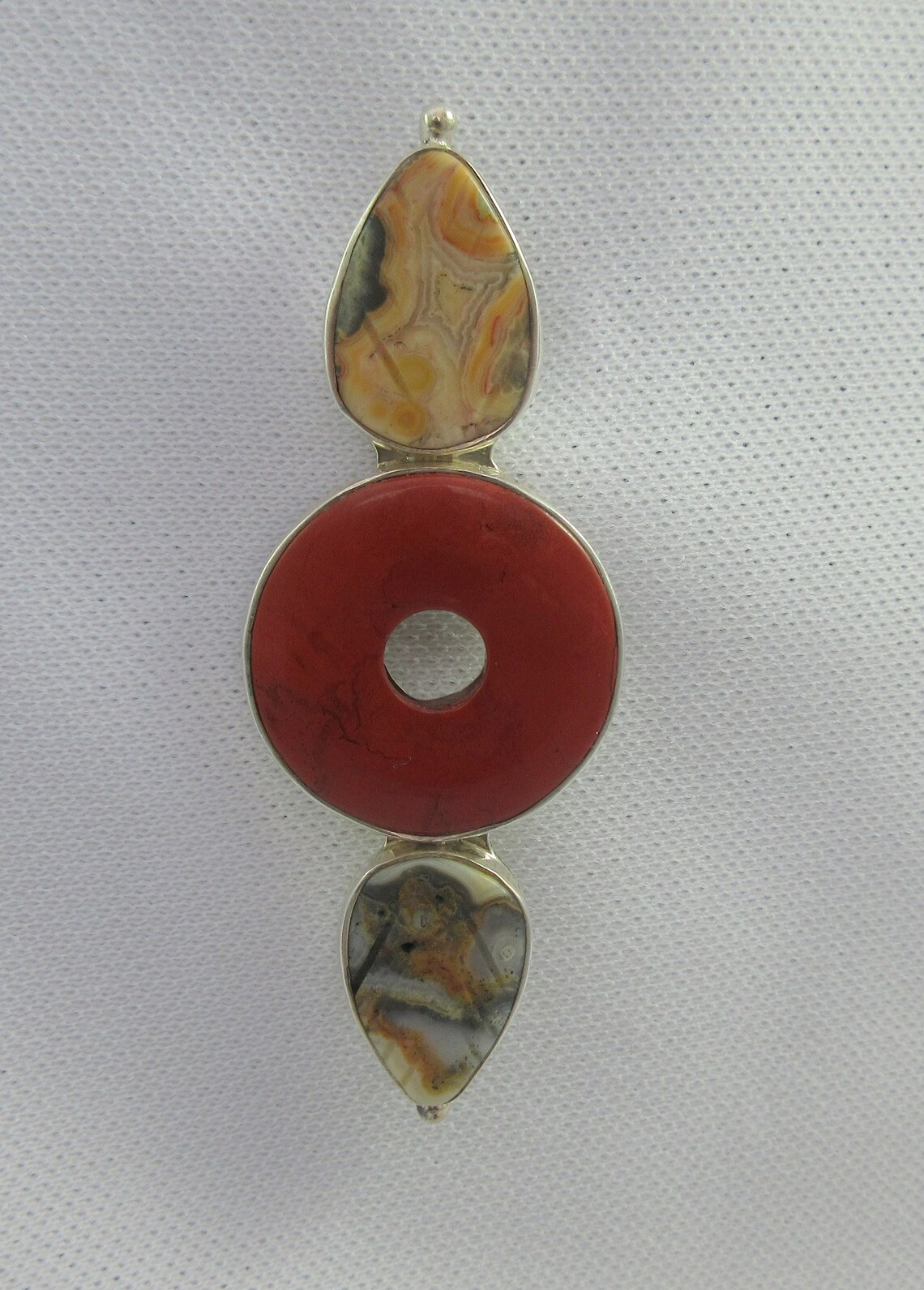 Echo the Dreamer Sterling Silver Red & Ocean Jasper Doughnut Leaves ...