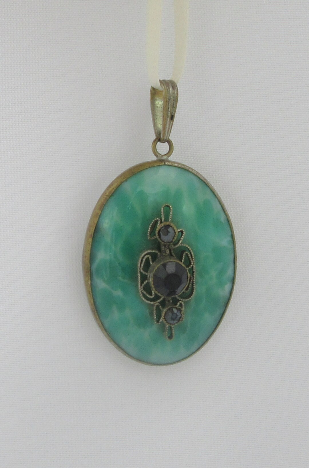 Double Sided Green Mottled Glass Mirror Ornate Pendant - Etsy