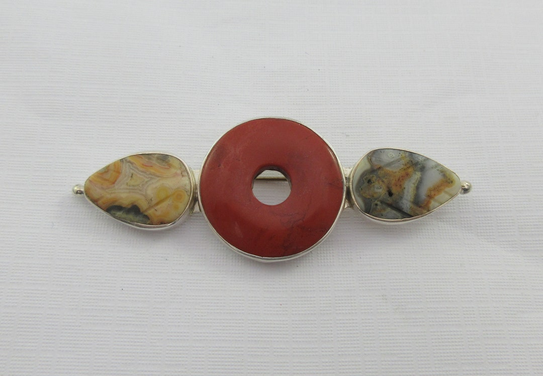 Echo the Dreamer Sterling Silver Red & Ocean Jasper Doughnut Leaves ...