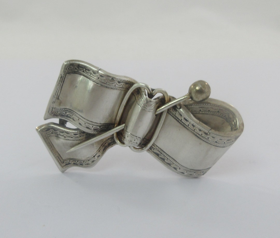 Antique Victorian Sterling Silver Sewing Ribbon Needle Brooch - Etsy