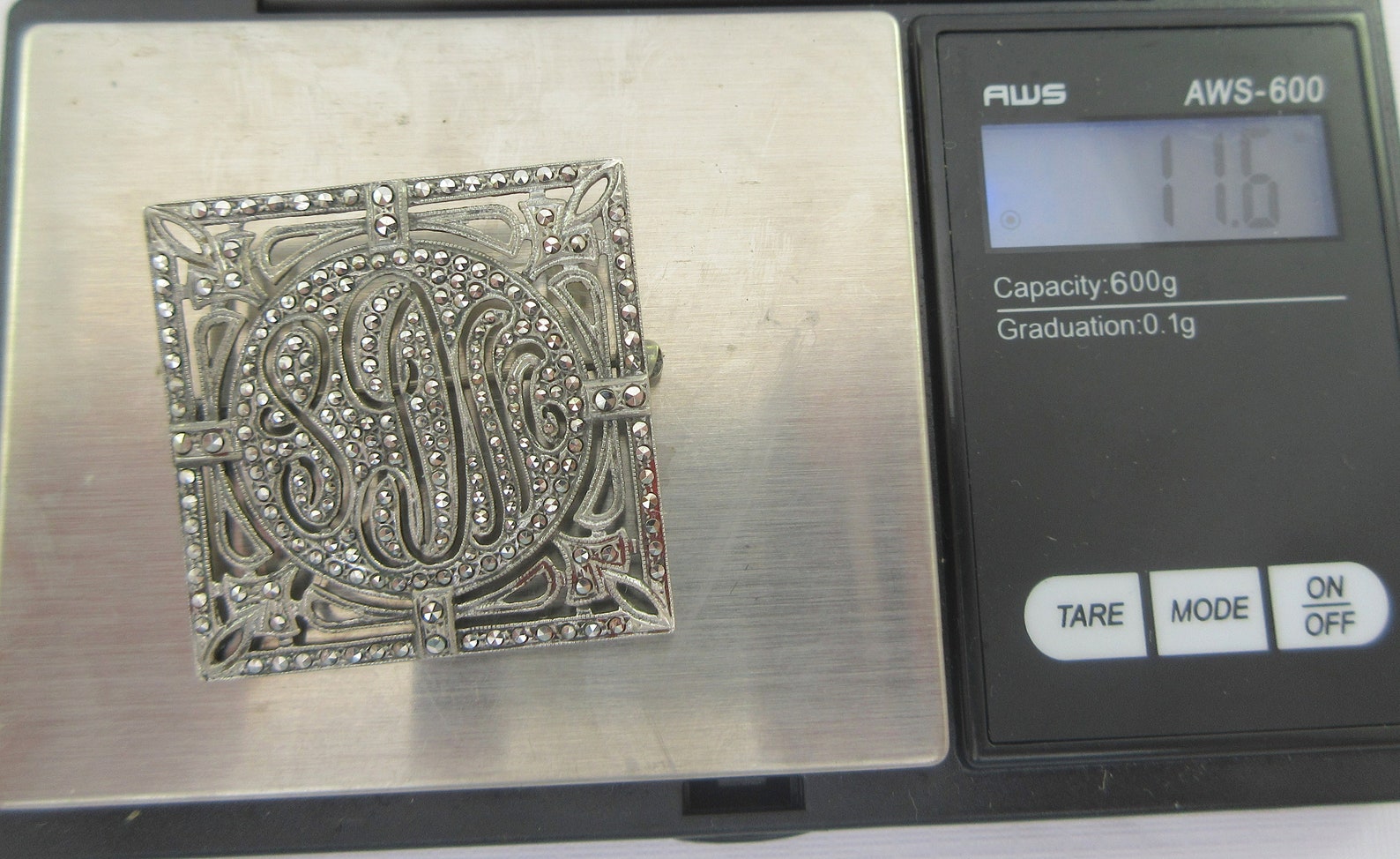 Art Deco Sterling Silver Marcasite SDM Monogram Brooch | Etsy