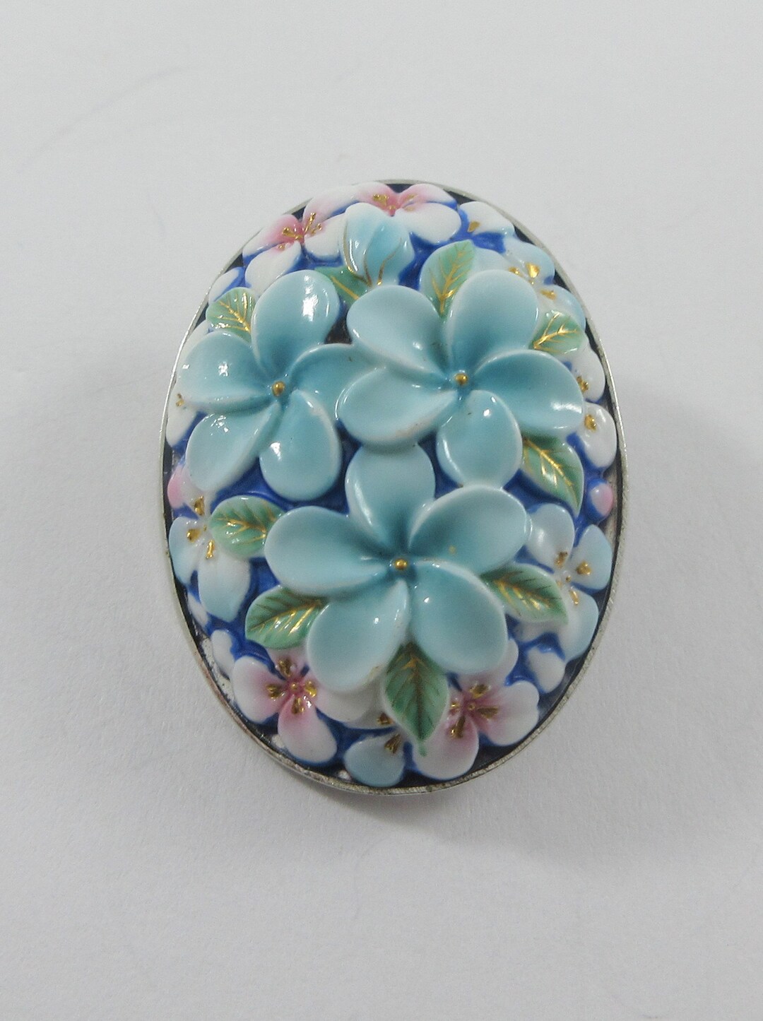 Japan Toshikane Hand Painted Blue Flower Porcelain Brooch or Pendant - Etsy