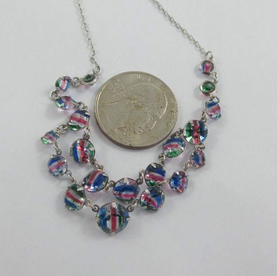 Art Deco 830 Silver Graduated Rainbow Iris Glass Doub… - Gem