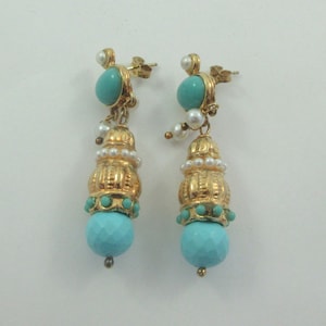 Statement Marcello Fontana Gold Over Sterling Silver Blue Glass Faux ...