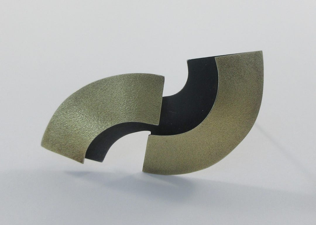 Signed Bender Modernist Matte Gold Over Sterling Silver Abstract Brooch ...