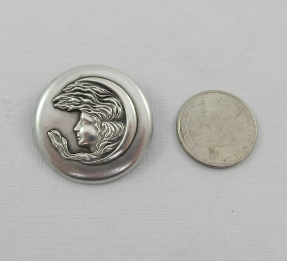 Art Nouveau Sterling Silver Woman Profile Flowing Hai… - Gem