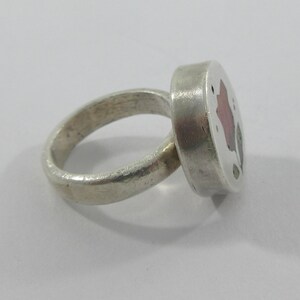Artisan Sterling Silver Floral Inlay Ring- Size 4.25 - Etsy