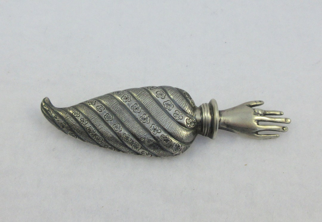 Large Hand Made Sterling Silver Figural Hand Posy Holder Tussie Mussie ...